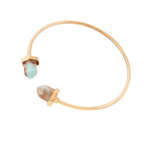 Jewelry | New Blue And Brown Healing Stone Bangle Bracelet Stone Cuff ...